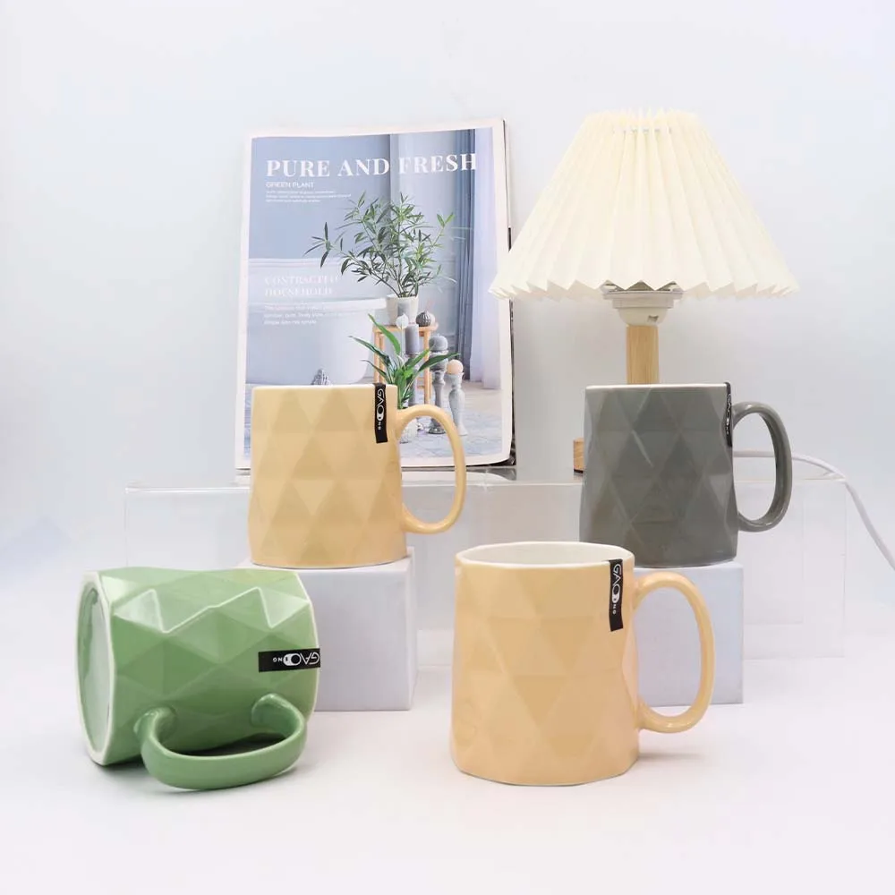 Macaron Color Ceramic Water Cup, Hot Liquid Cup, Custom Logo Rhomboid ...