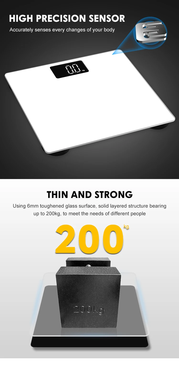 200KG Household OEM LED Display Bathroom Weight Scales Body Digital ...