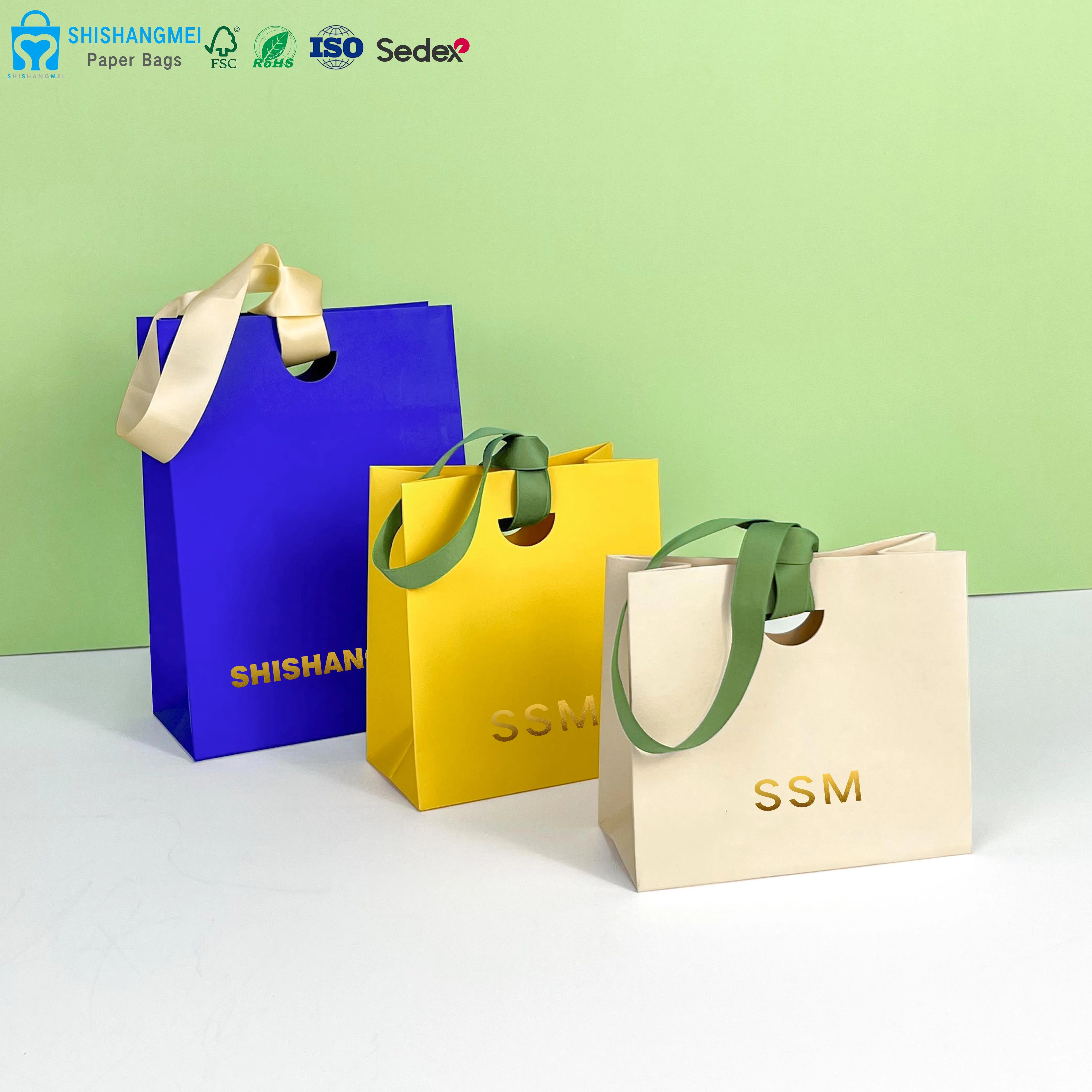 Luxury Modern Die Cut Paper Bags Black Printing Jewelry Clothing ...