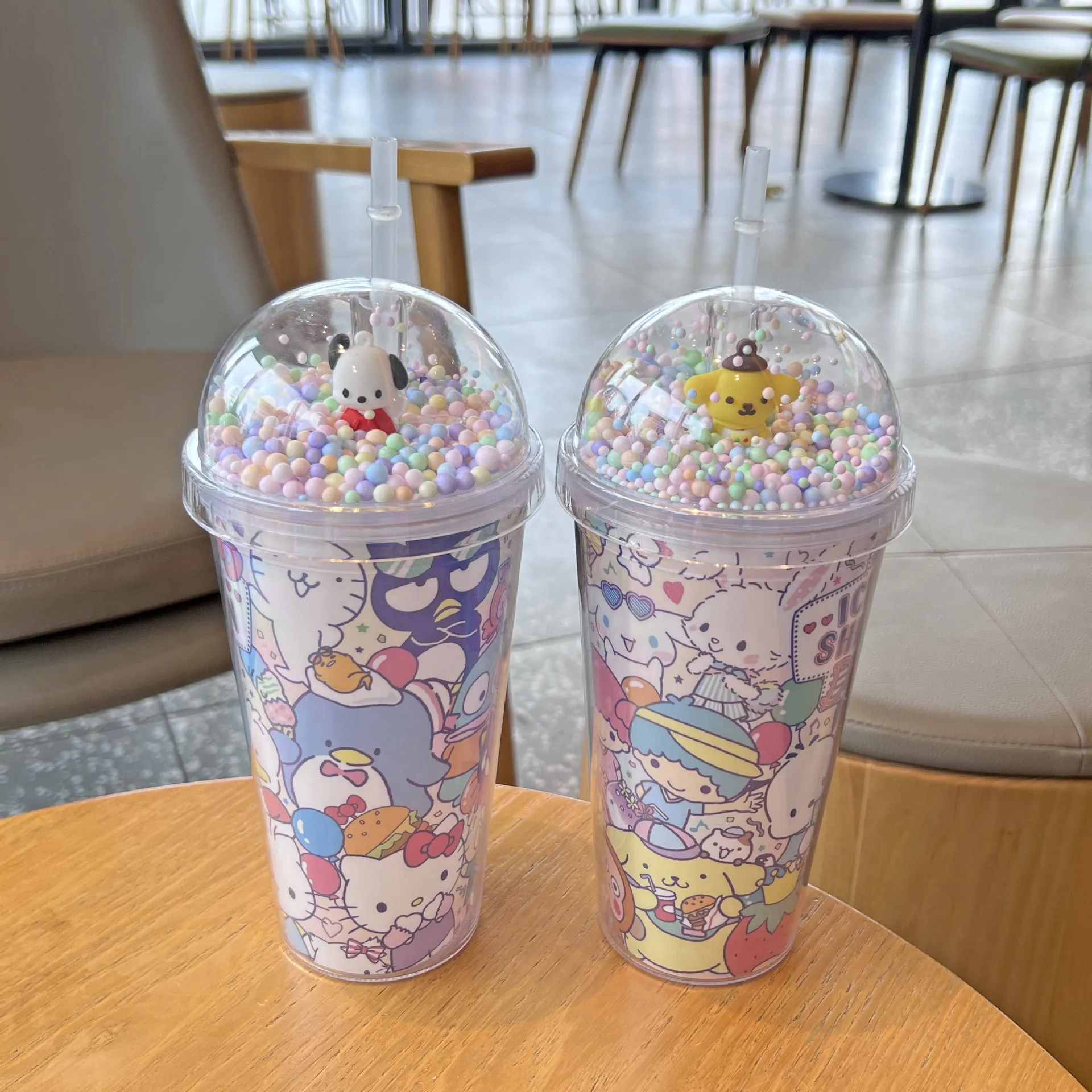 450ML New Sanrio Cartoon Plastic Cup Double Layer Crushed Ice Cup ...