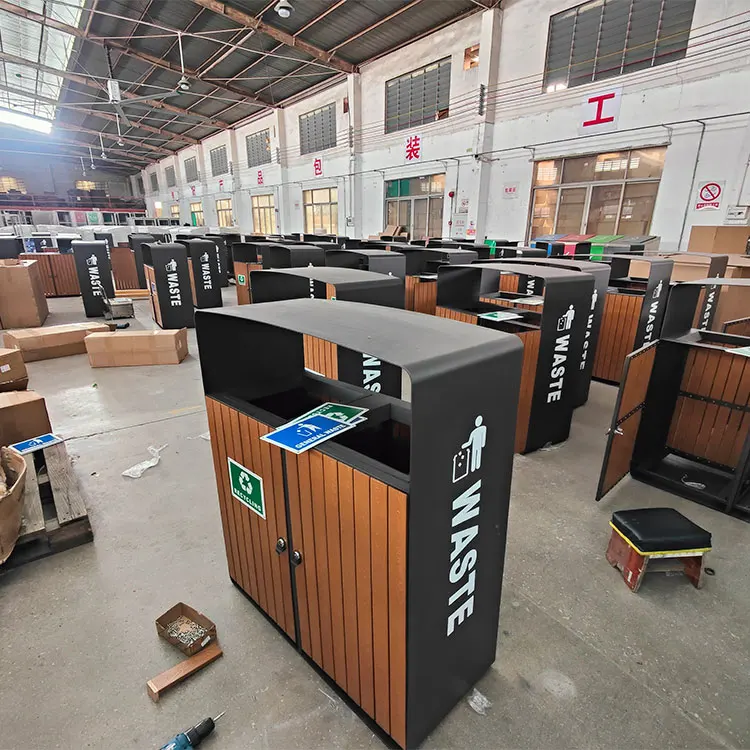 Outdoor Commercial Garbage Bin and Park Rubbish Bin Wood Dustbin for ...