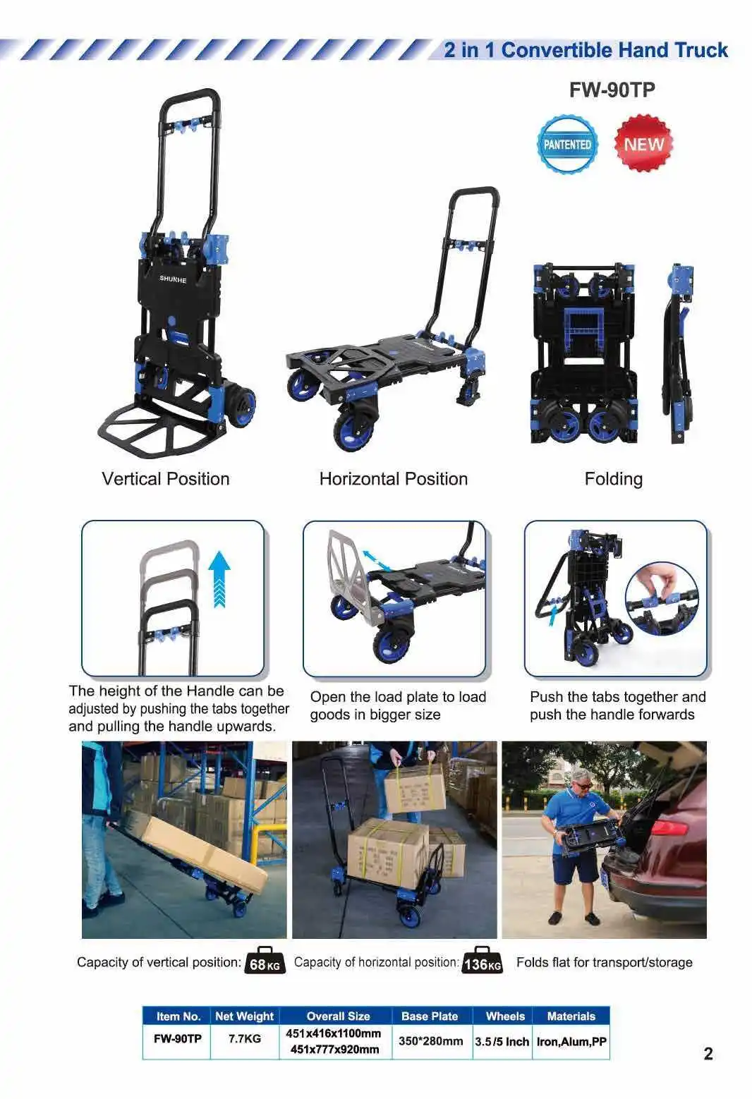 2 in 1 Convertible Moving Shopping Luggage Cart - Heavy Duty