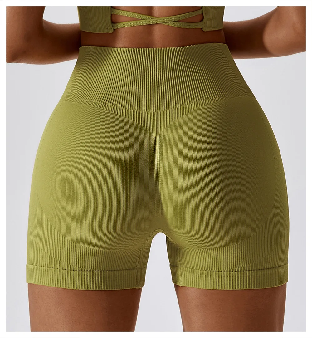 Best Selling Women Sexy Workout Yoga Shorts Comfortable Seamless Rib ...