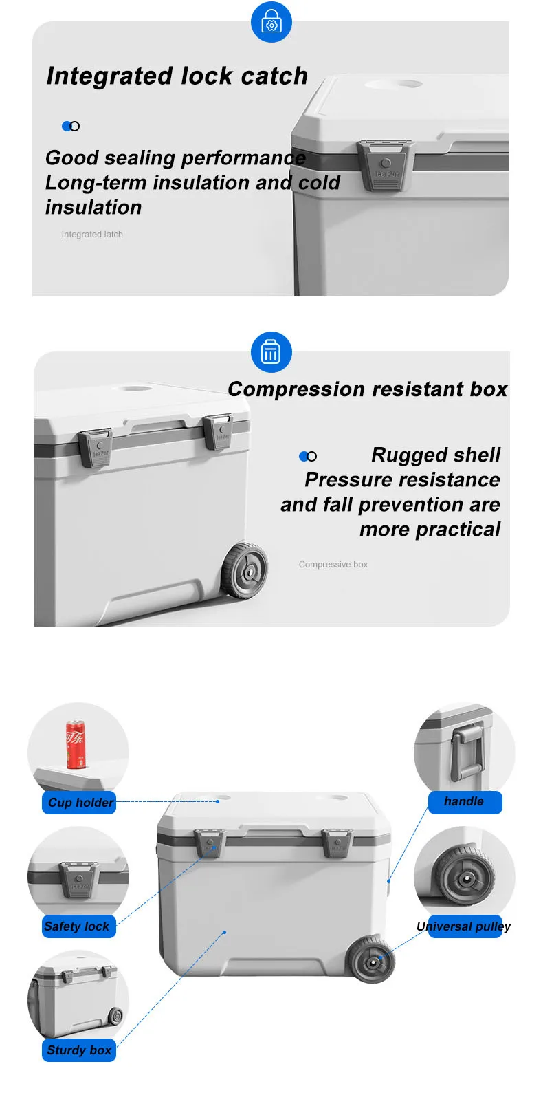 Food Insulated Outdoor Kitchen Picnic Camping Cooler Incubator Pu 45l ...