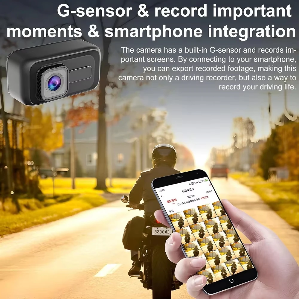 2K WiFi Motorcycle Dash Cam, Waterproof Motorbike DVR Action Camera ...