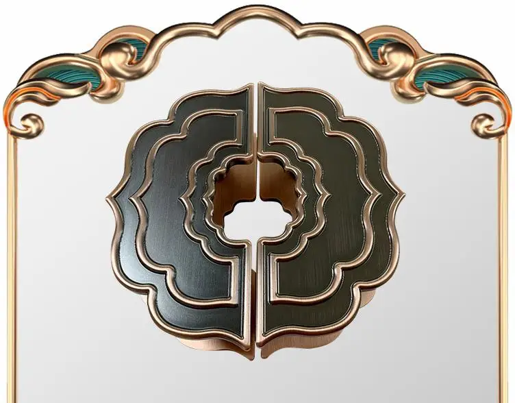 Carved Patterns Semi-Circular Door Handle - Bronzed Aluminium Alloy for ...