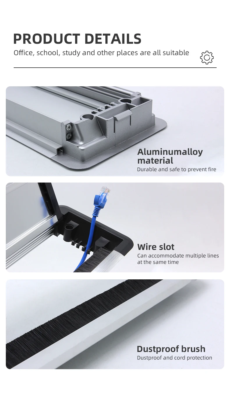 Office Rectangle Soft Closing Desk Table Cable Manager
