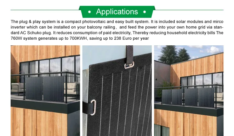Germany Balkonkraftwerk Flexible Balcony Solar Panels 600w 800w On Grid ...