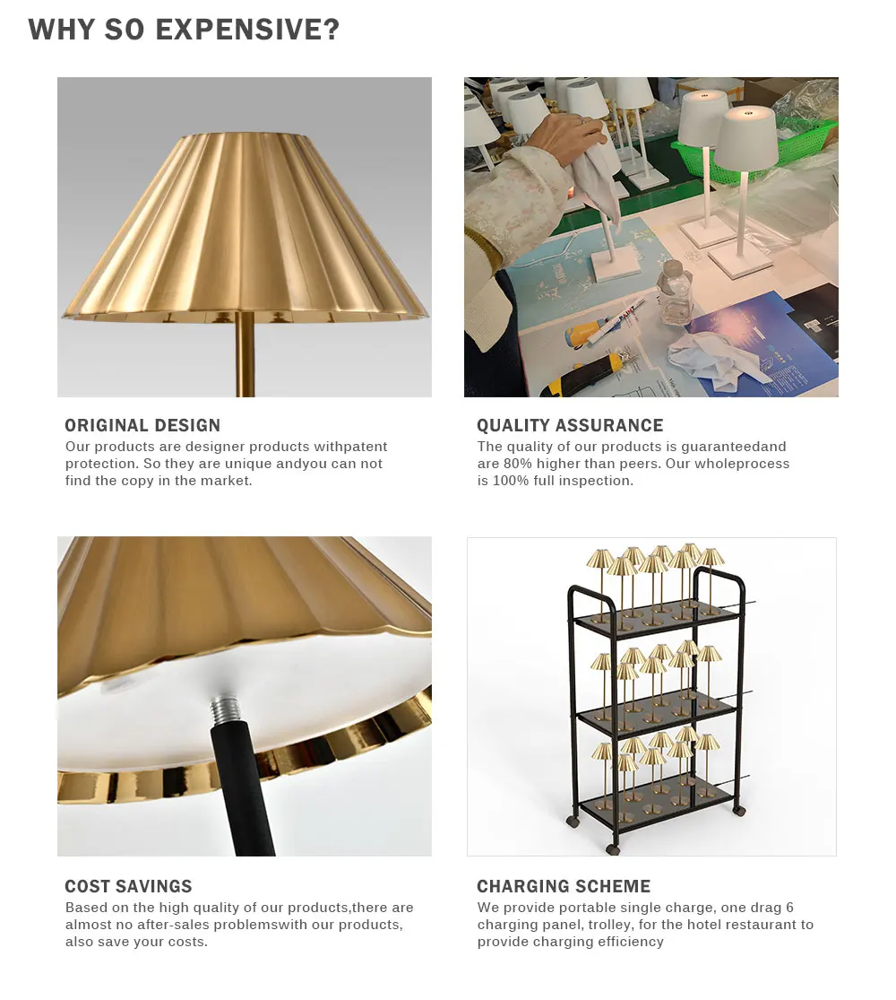 Restaurant Table Lamps Rechargeable Light Lampshade Metal Bamboo Lamp ...