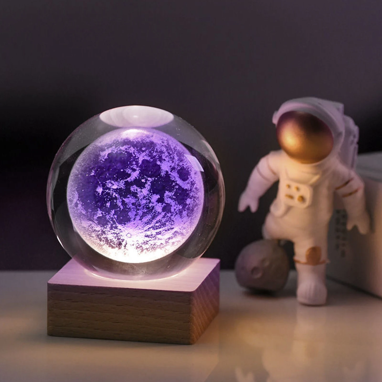 New Moon Planet Solar System Astronaut 3d Art Lamp Led Glowing Crystal ...