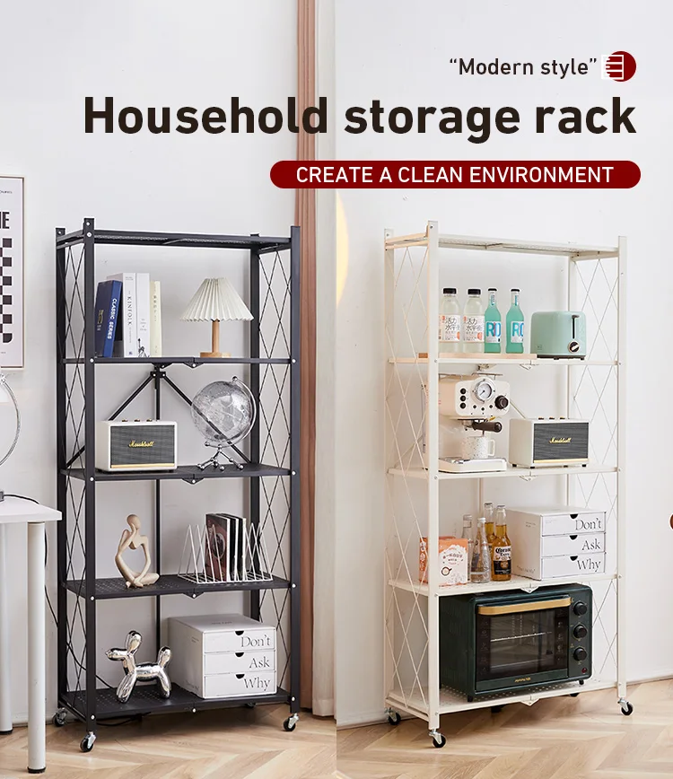 Home Layer Corner Microwave Heavy Duty Foldable Cabinet Display 5 Tier ...