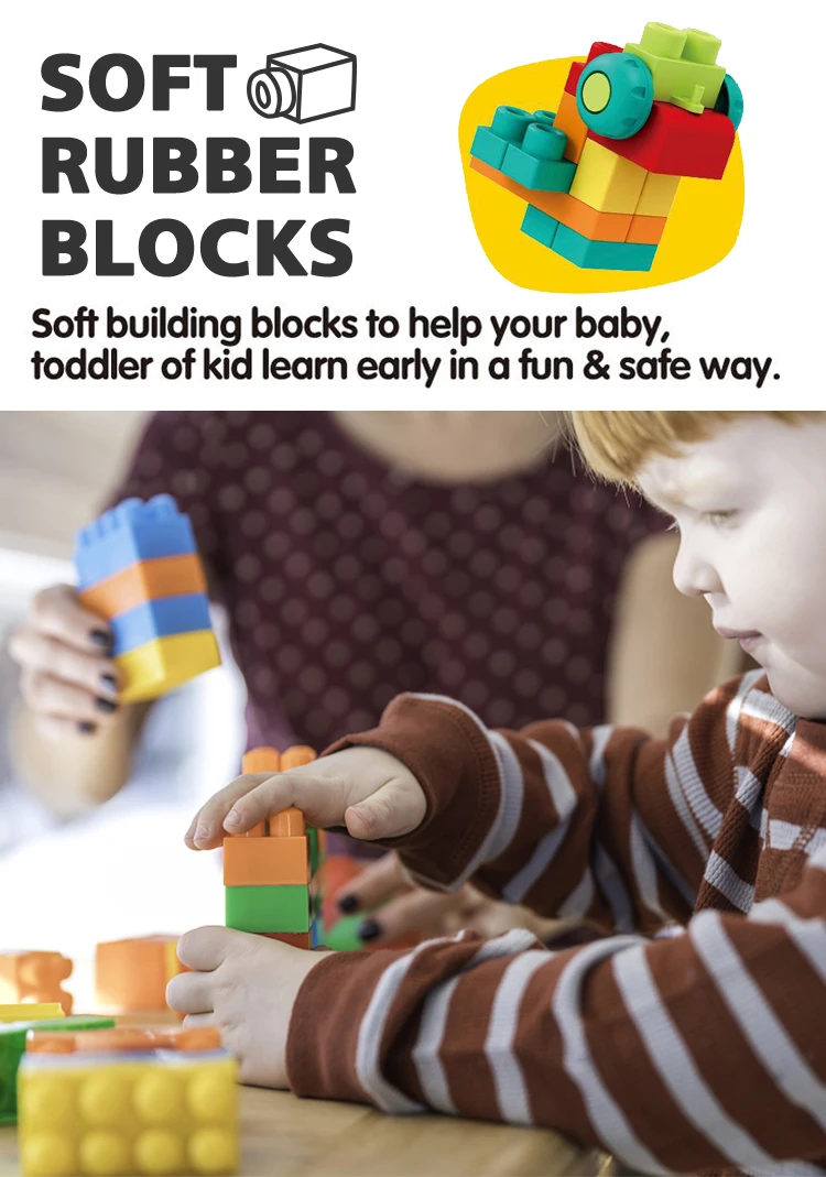Kunyang Toys Creative Rubber Bricks Sensory Toys Diy Building Soft ...