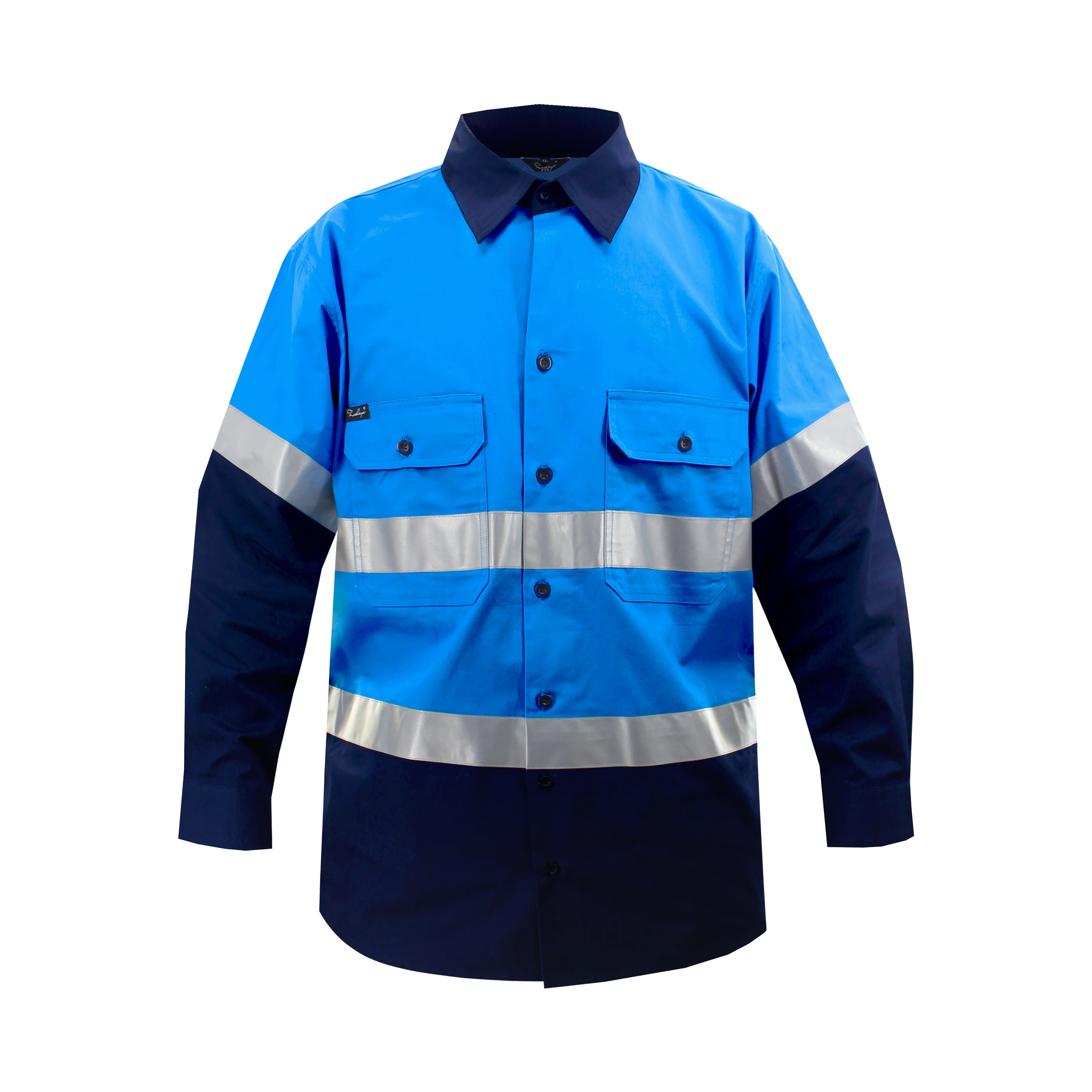 Custom Royal Blue Hi Vis Safety Shirt Reflective Road Safety Mining ...