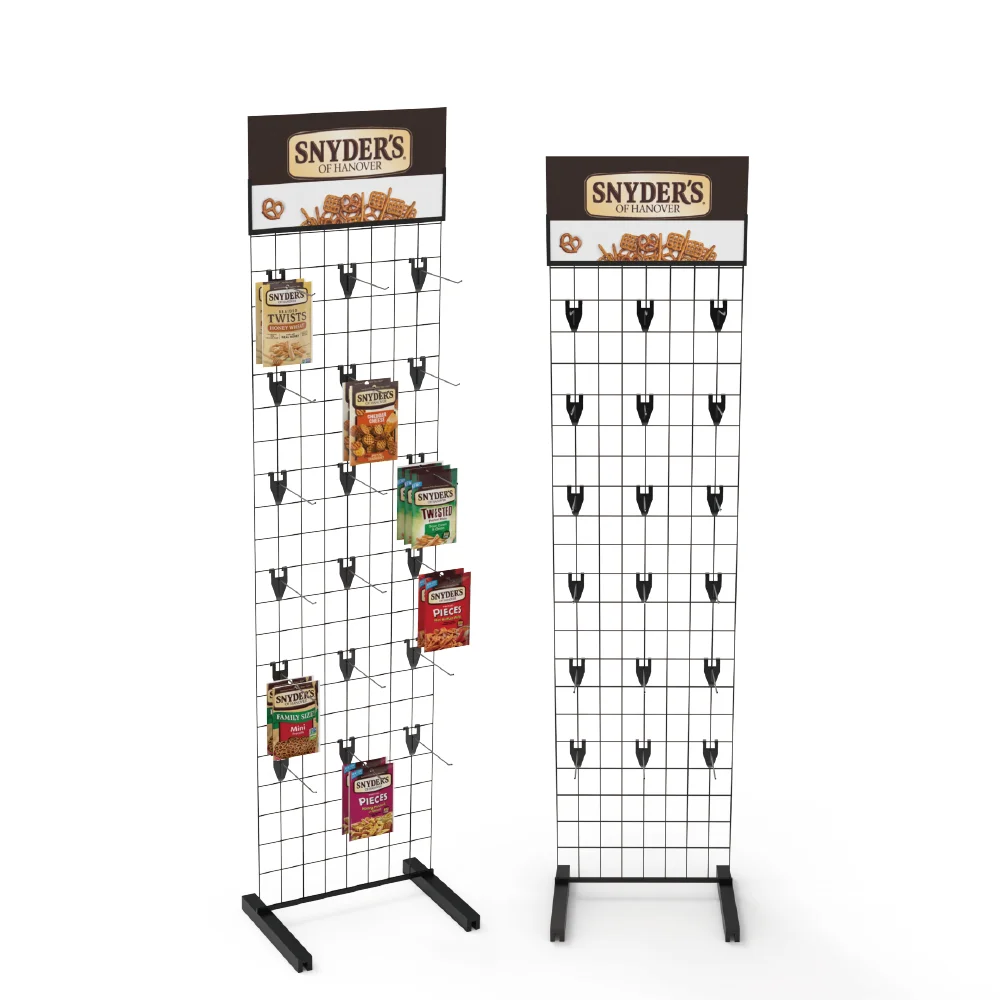 Customizable Single-sided Metal Wire Mesh Display Rack For Snack Floor ...
