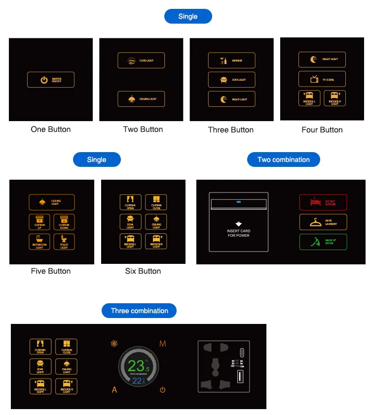 Smart Touch Wall Switch - RS485 Protocol for Hotel Control