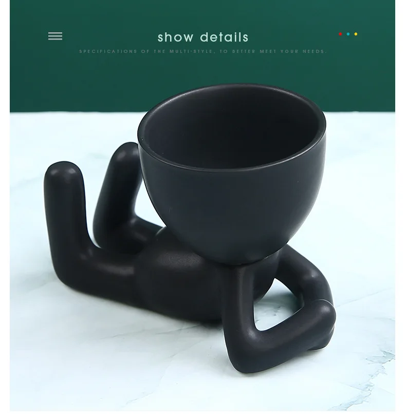Home Decoration Ceramic Humanoid Succulent Plant Pot Creative Human ...