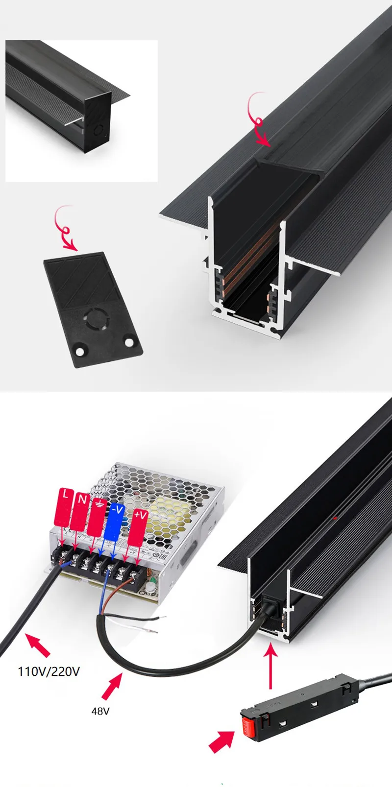 Modern Recessed Magnetic Track Lights - LED Efficiency