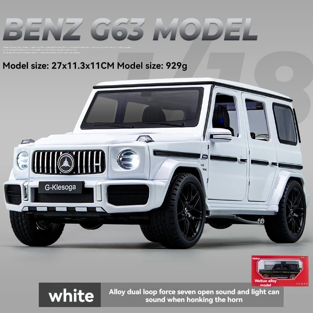 Car Metal Model 1/18 Simulates For Mercedes-benz G63 Seven-door Sound ...