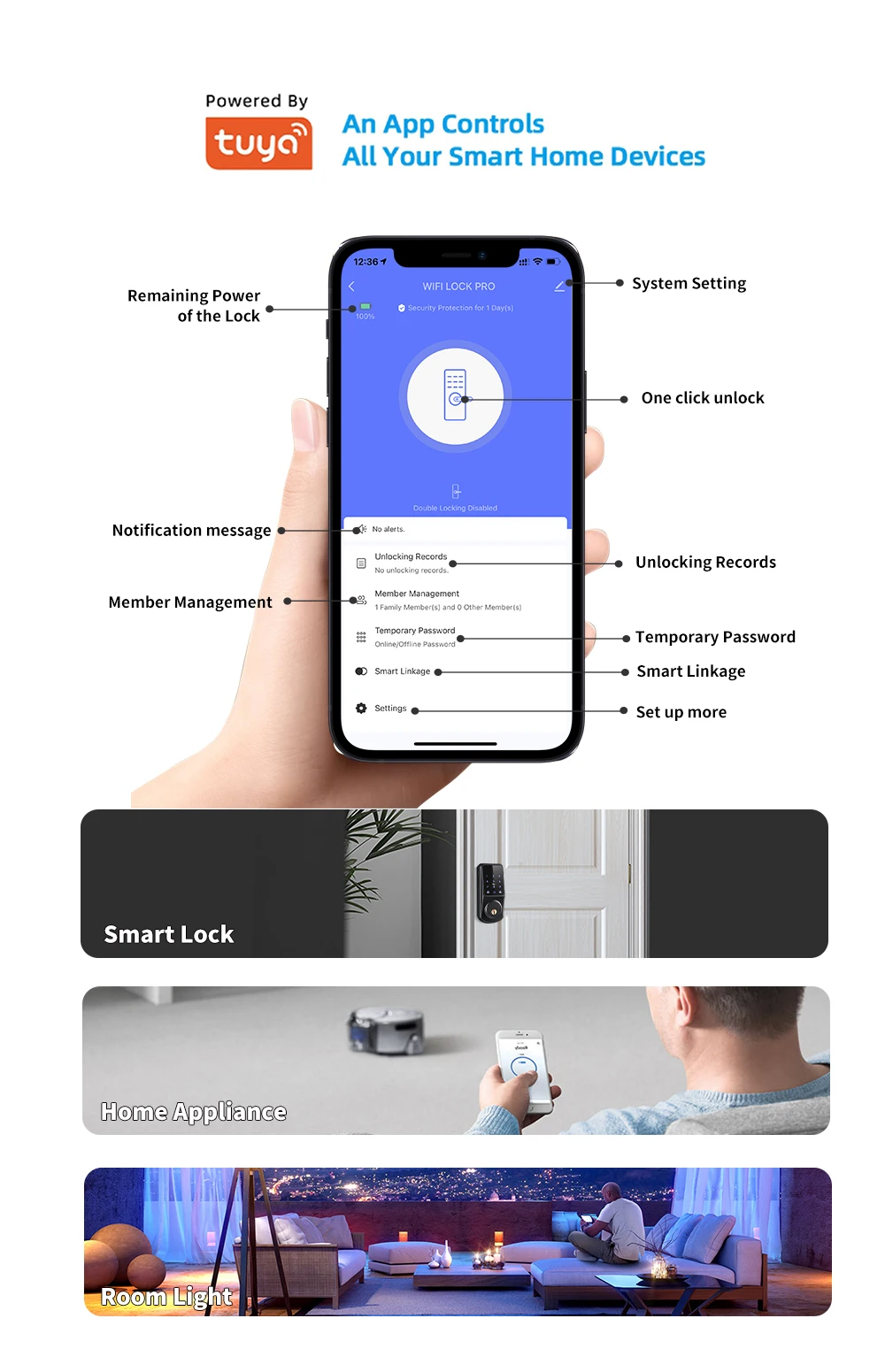 Smartek Tuya Waterproof Smart Deadbolt Lock - Secure & Convenient