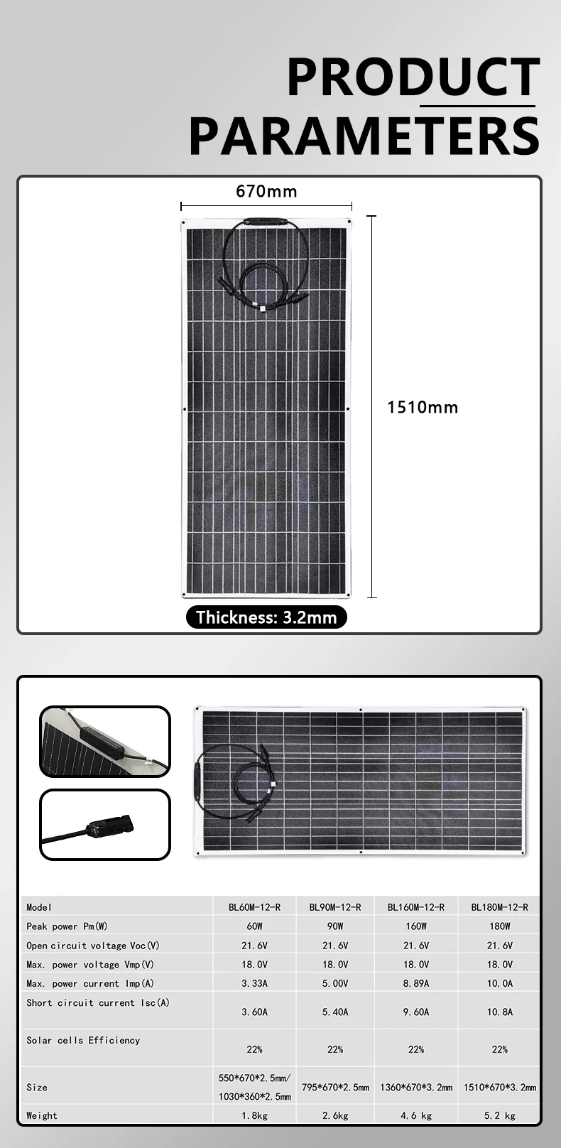 48v Flexible Solar Panels 18v 12v Flexible Solar Panel 150 Watt 180w ...