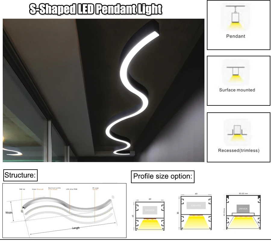 Simple Design Profile Curved Led Linear Light For Indoor Lighting - Buy ...