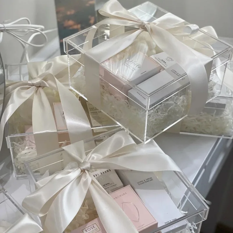 Factory Plexiglass clear Acrylic Lid Box Custom Display Acrylic Storage ...