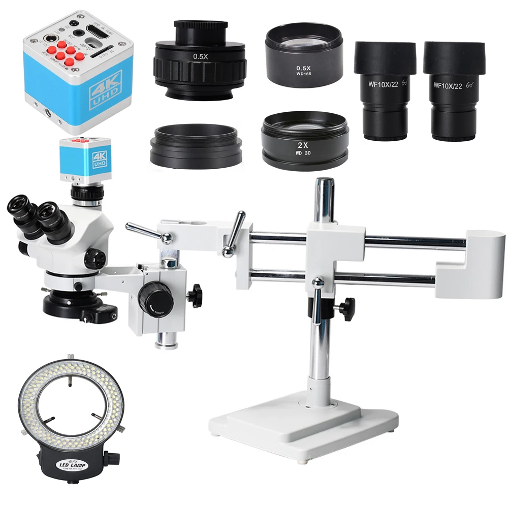 3.5x-90x Universal Bracket Simul-focal Microscope Double Boom Stand ...