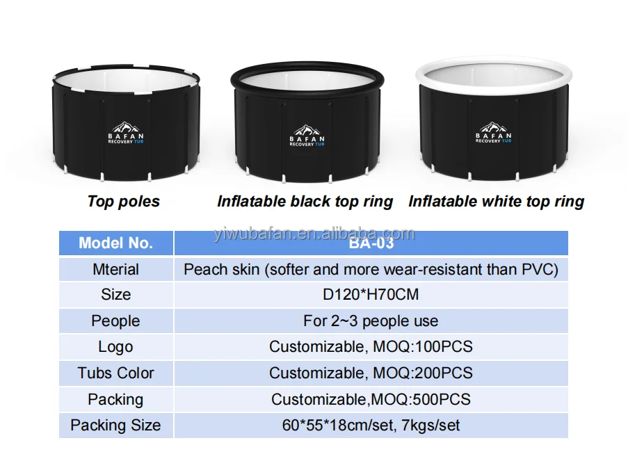 BAFAN Custom Portable Folding Ice Baths for Recovery