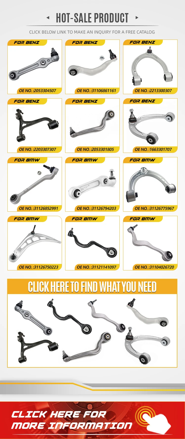 Youparts 2024 Factory Suspension Car Front Control Arm For Mercedes ...