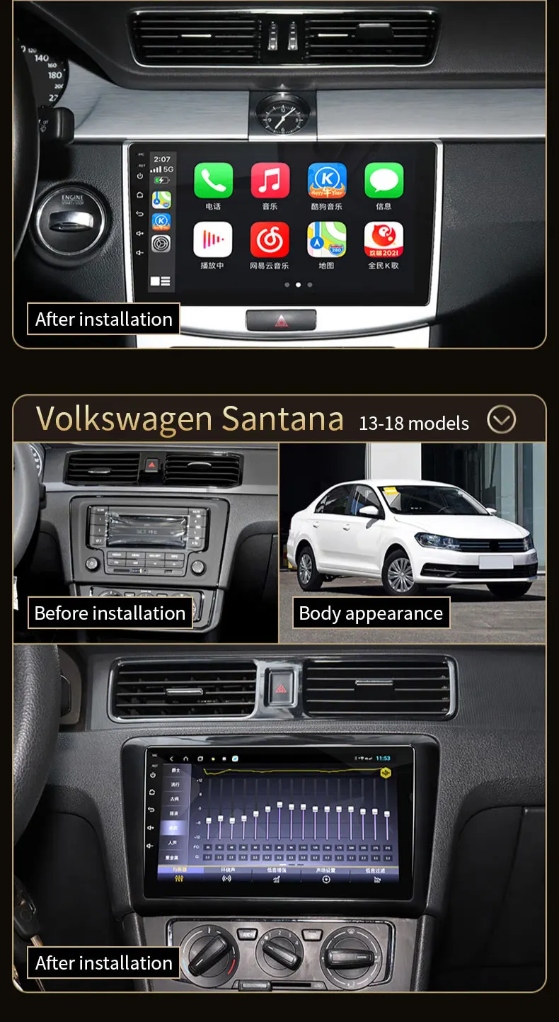 Ihuella Universal Android Carplay Carro Dvd Reproductor Radio Car Auto ...