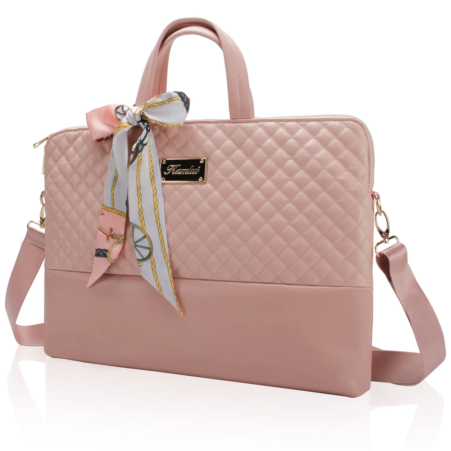 Customized Pink Pu Leather Business Travel Work Shoulder Strap Carrying ...