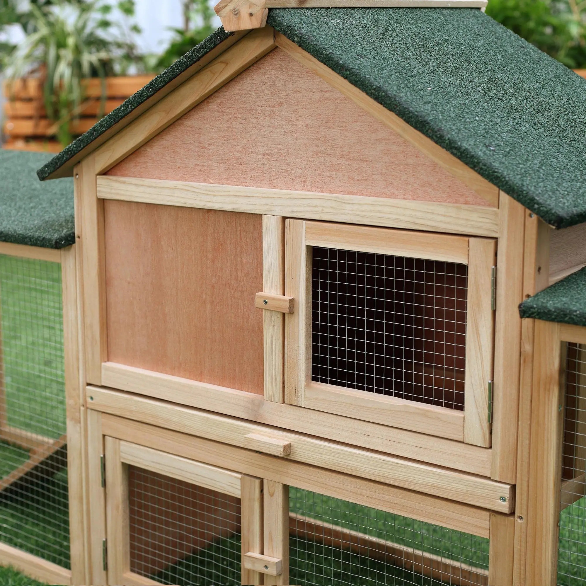 Chilochilo Wooden Rabbit House Rabbit Hutch Indoor & Outdoor Wooden ...