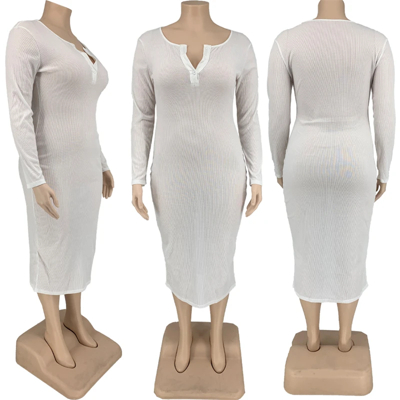 New Arrivals Elegant Solid Color Knitted V Neck Plus Size Women's ...