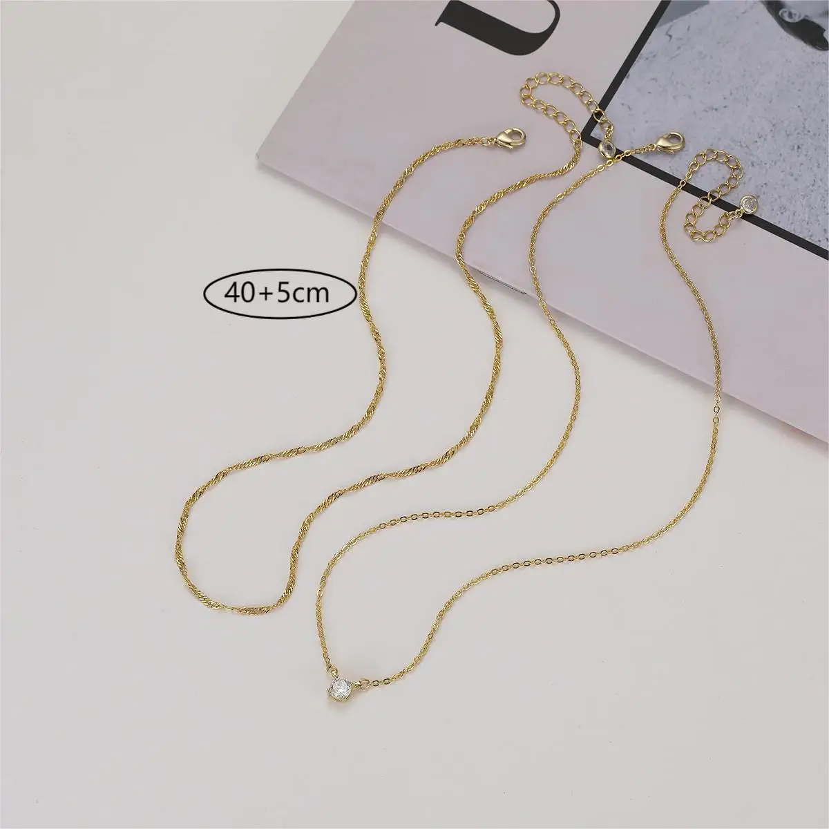 Creative Design Double Layers Gold Chain Necklace Jewelry Simple Shiny ...