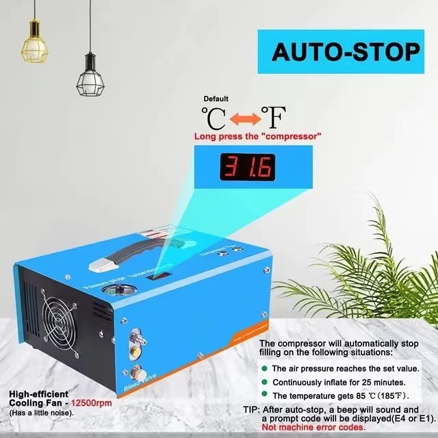 PCP Pump PCP air Compressor 4500Psi/30Mpa Built-in Power Adapter ...