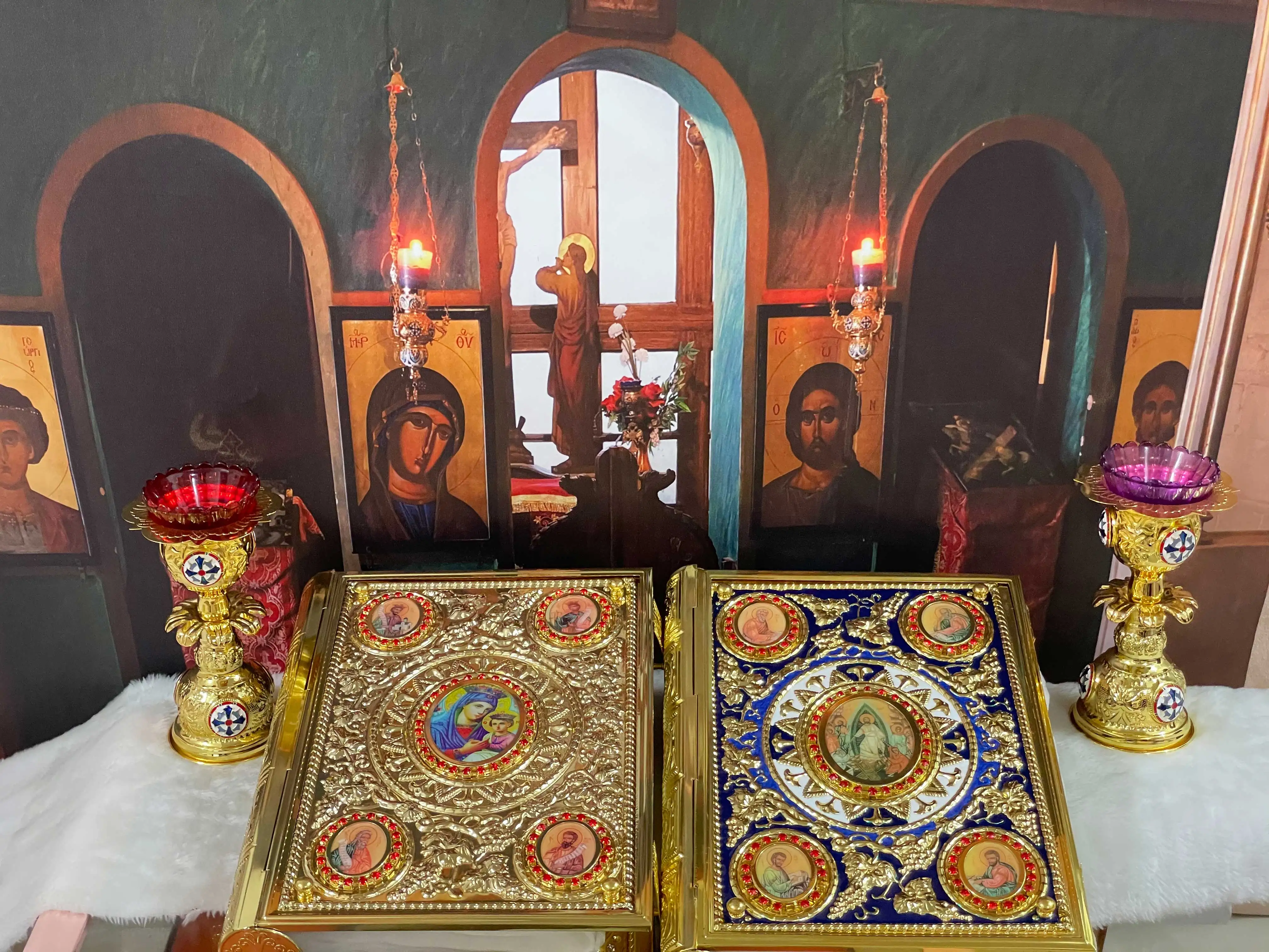 Orthodox Cross Book Cover - Hand Made Gold Planting