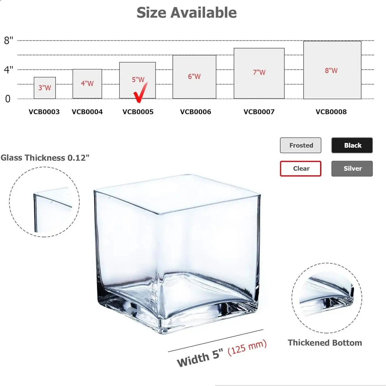 High Quality Clear Square Glass Cube Vase and Holder Great for Candle ...