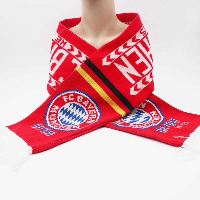 Custom Pattern Acrylic Knit Club Scarf Football Scarf Jacquard Thick ...