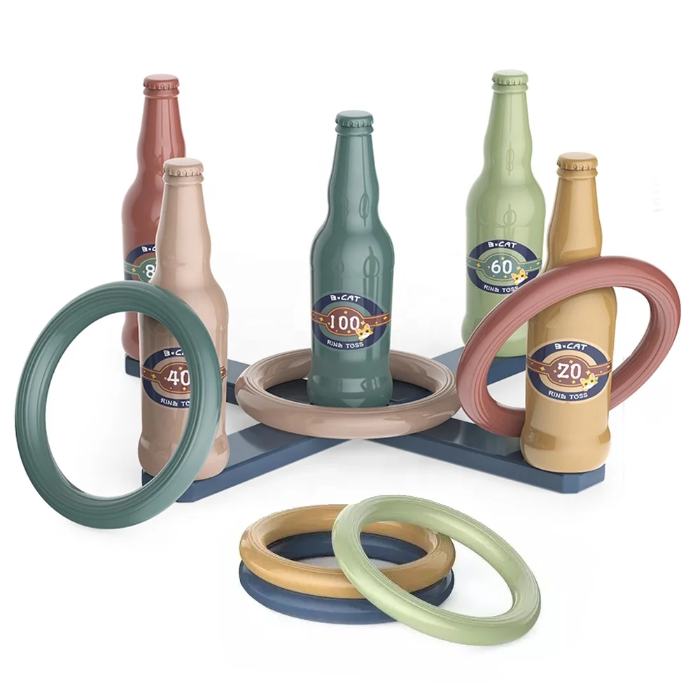 Kids Sport Toys Plastic Beer Bottle Throwing Ferrule Ring Toss Game For ...