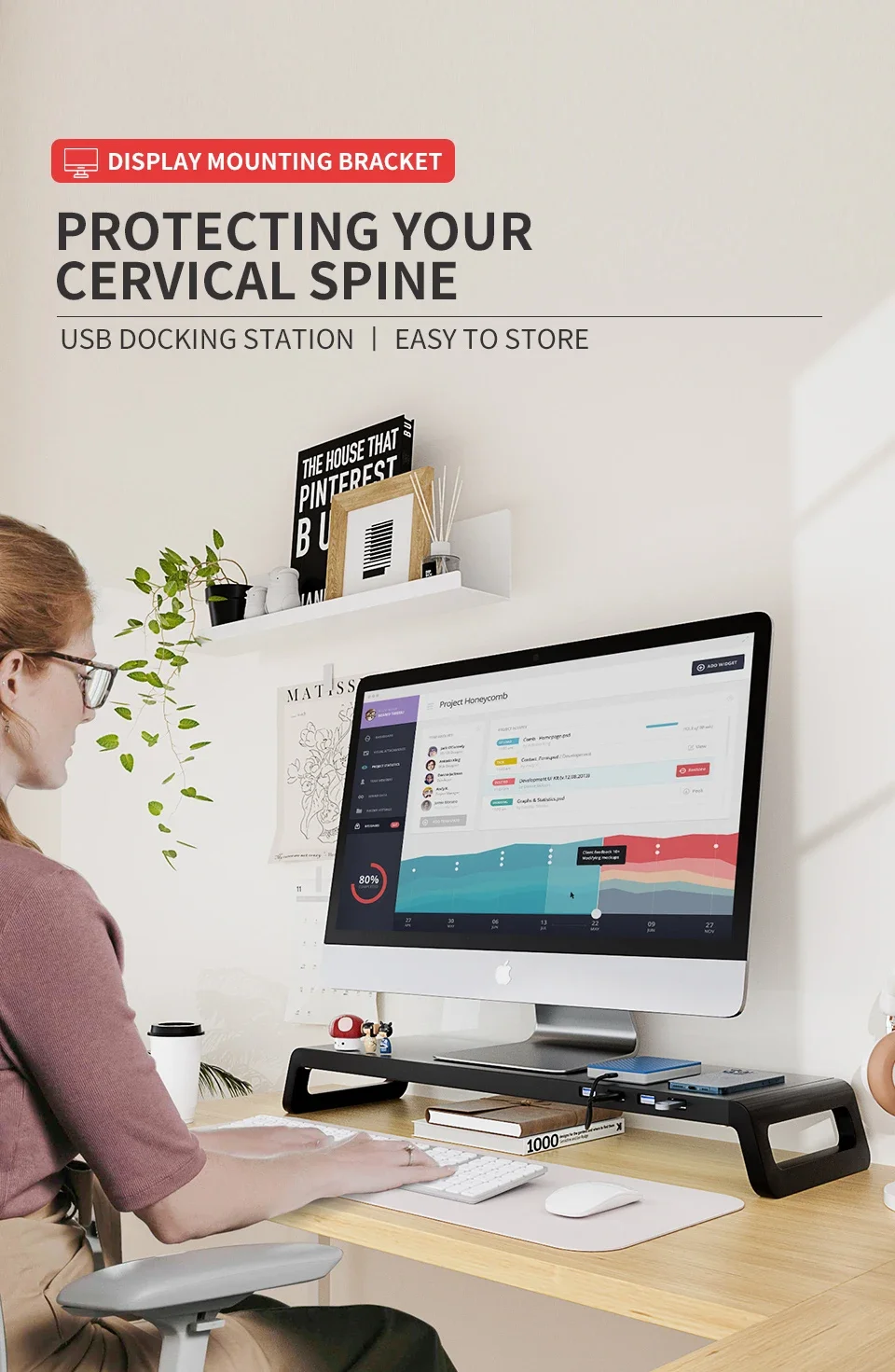 Aluminium Monitor Stand Riser With Usb 3.0 Keyboard Storage Desktop Pc ...