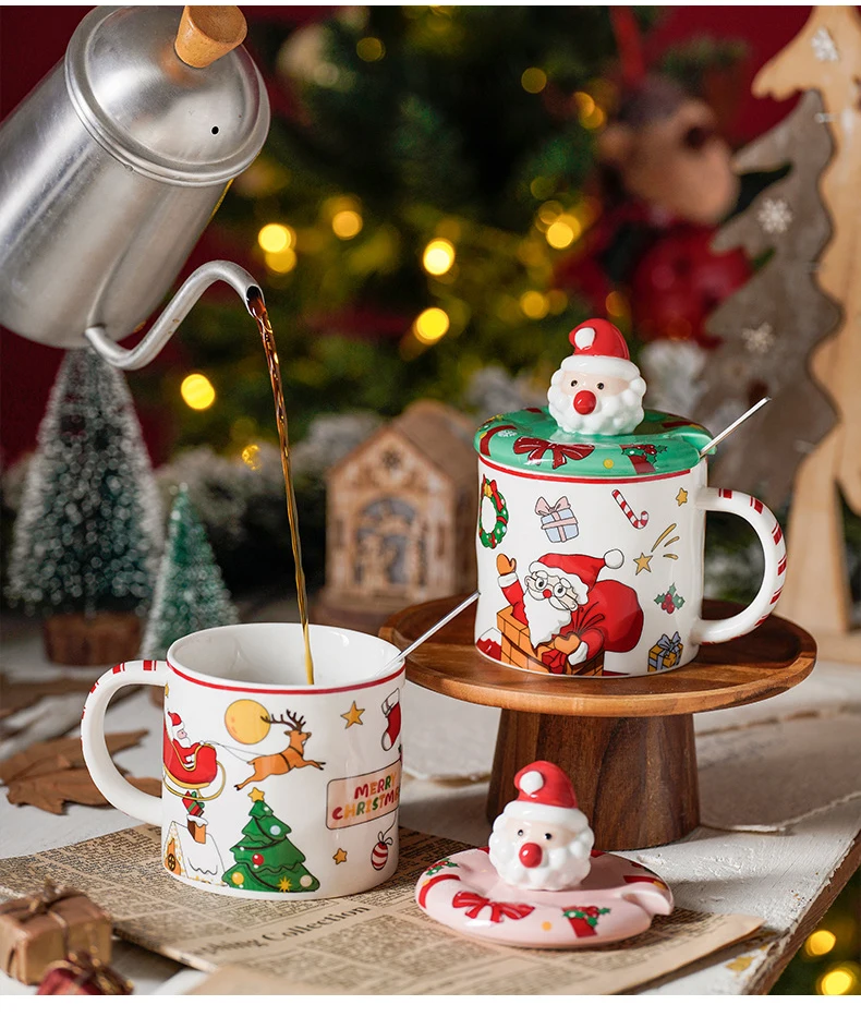 Decorative Ceramic Christmas Coffee Cups Novelty 3d Santa Claus Mugs ...