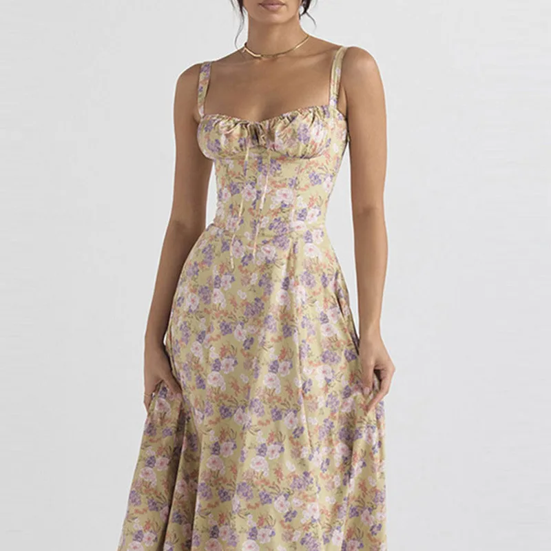 Q128 Wholesale 2023 Summer Print Spaghetti Strap Midi Dress Women Dresses 8 - Buy Women Dresses ...