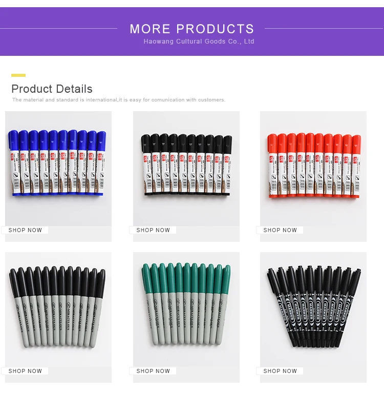 10pcs Permanent Marker Marking Felt Pen Chisel Bullet Tip Black ...