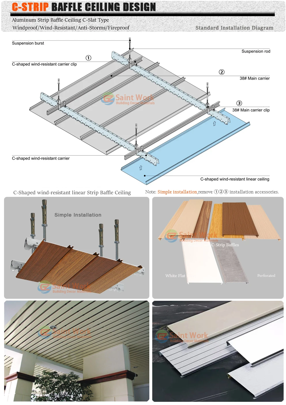 Interior Or Exterior Decorative Metal C Shape Strip Baffle Linear ...