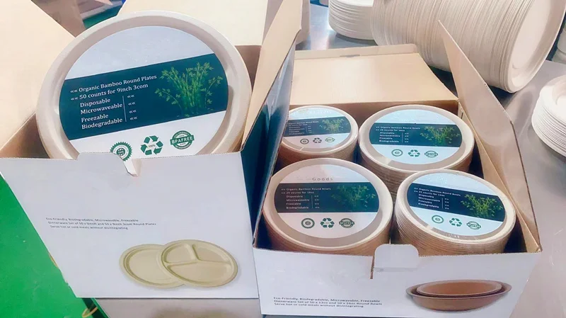 6 Inch Round Disposable Plate Biodegradable Tableware Bamboo Fiber ...