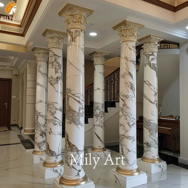 Hand Carved Customized Italian Marble Roman Columns Pillars Design