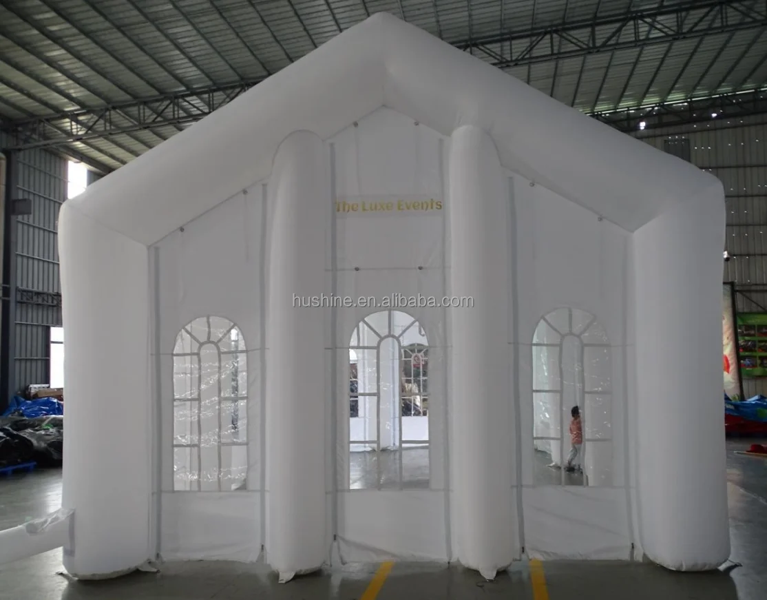 Large White Inflatable Church Tent LED Light Blow up 20x40