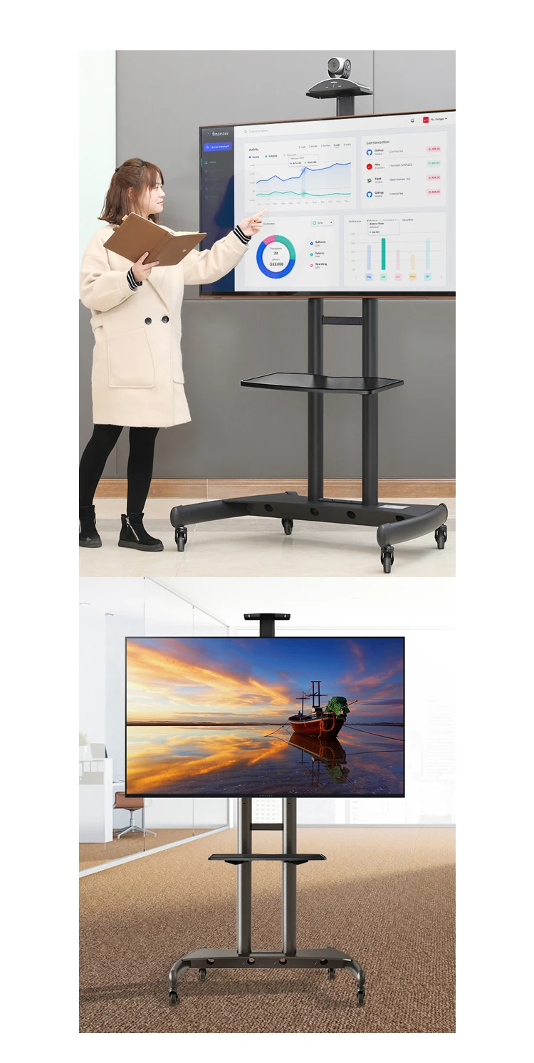 Nb Ava1800-70-1p TV Stand Trolley - 200lbs Capacity for Tvs