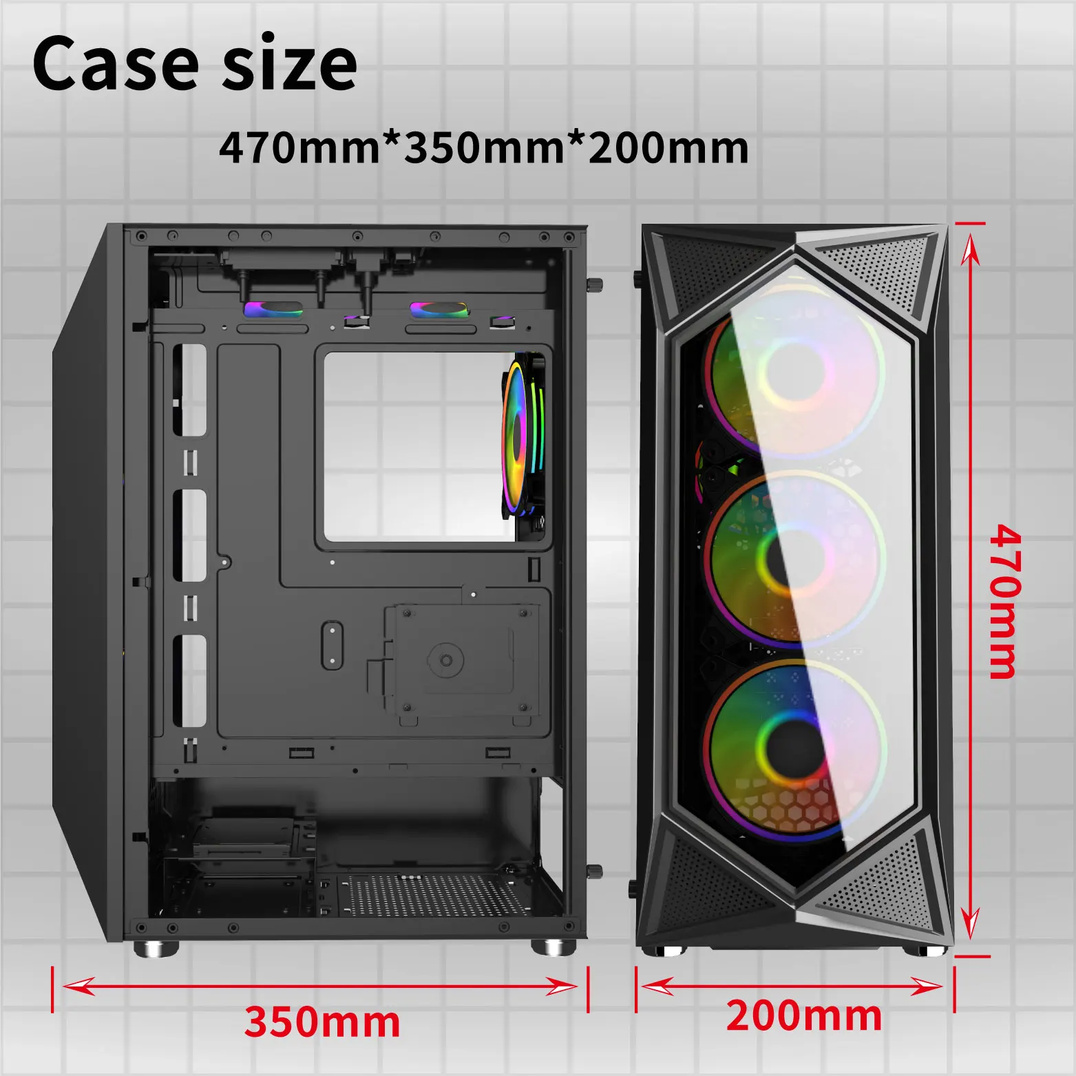 Kinpower ATX PC 케이스 6 Pcs 120mm RGB 팬 컴퓨터 게임 케이스 중반 타워 강화 유리| Alibaba.com