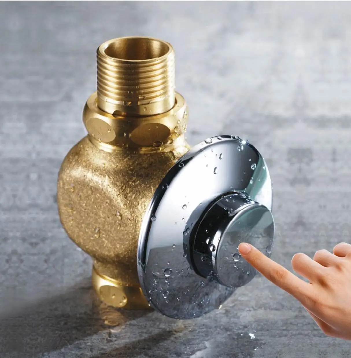 Brass Toilet Flush Valve - Concealed Push Button Self-closing